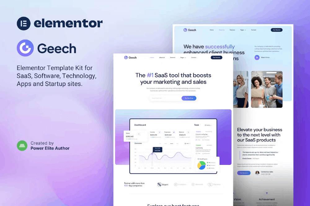 Geech – SaaS & Tech Startup Company Elementor Template Kit | WP NOVA